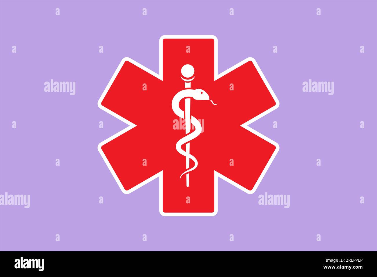 Graphic flat design drawing of medical snake health symbol, label ...