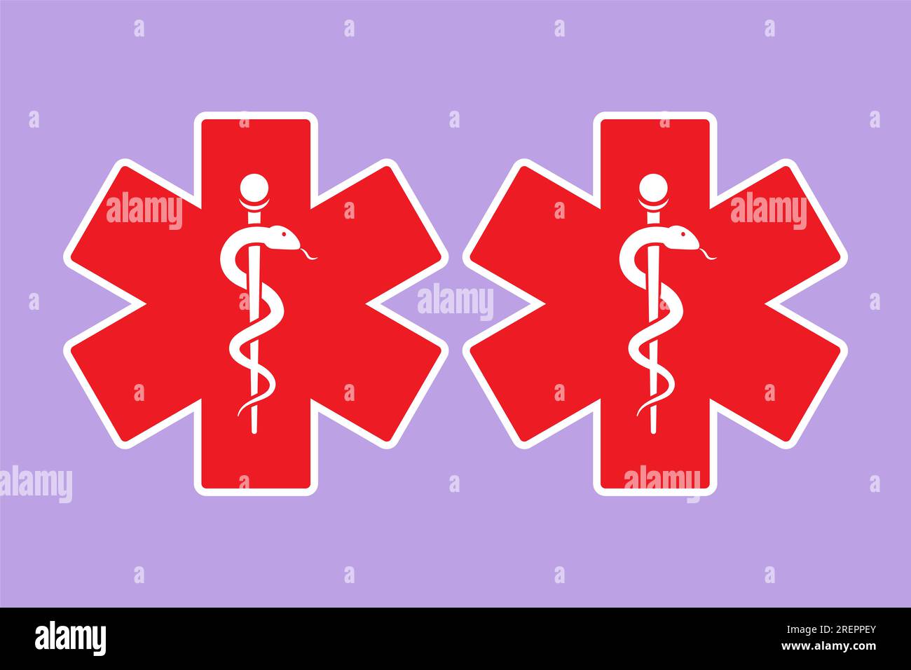 Cartoon flat style drawing stylized two medical snake health symbol ...