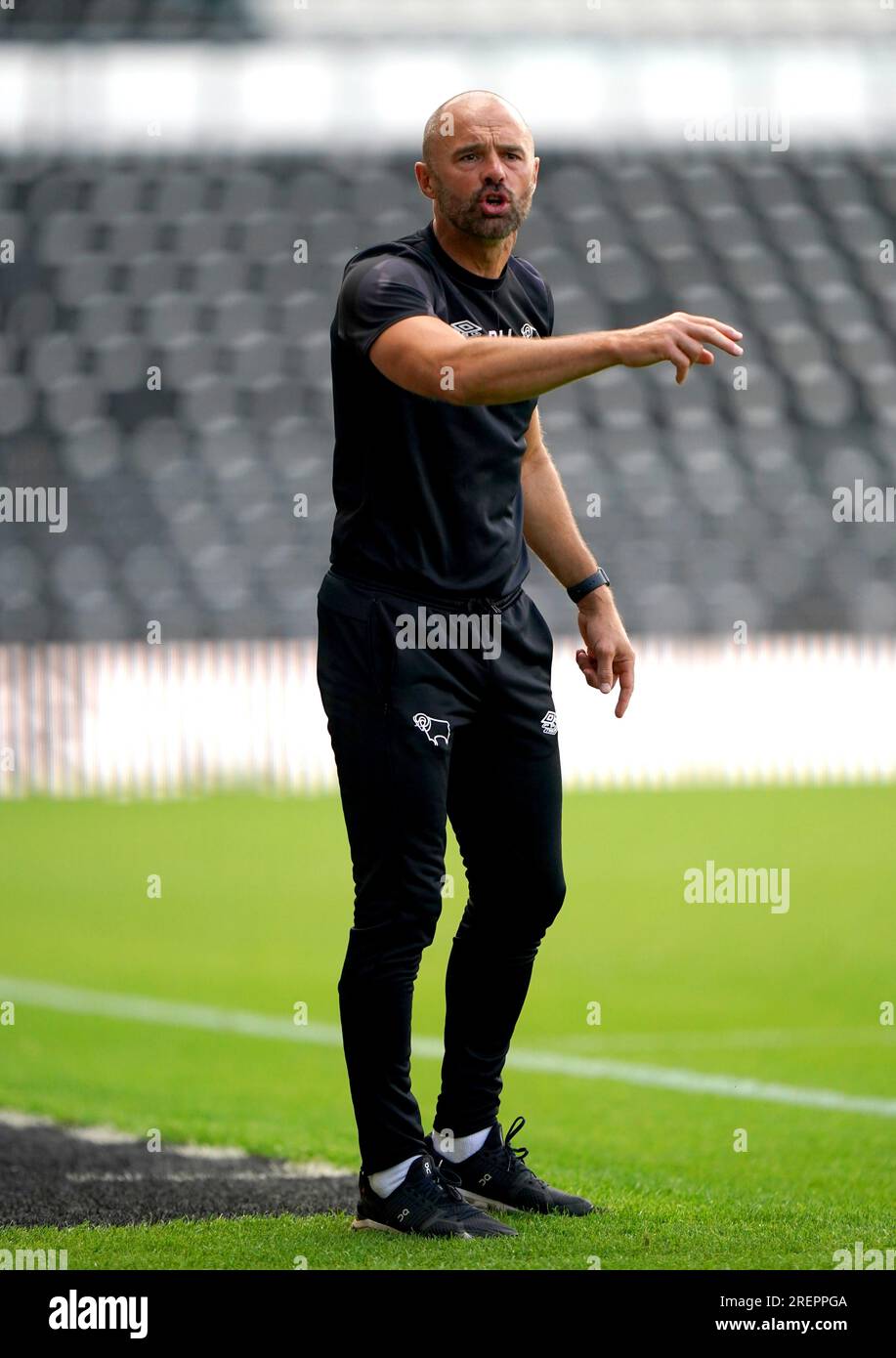 Derby County manager Paul Warne during the pre-season friendly match at ...