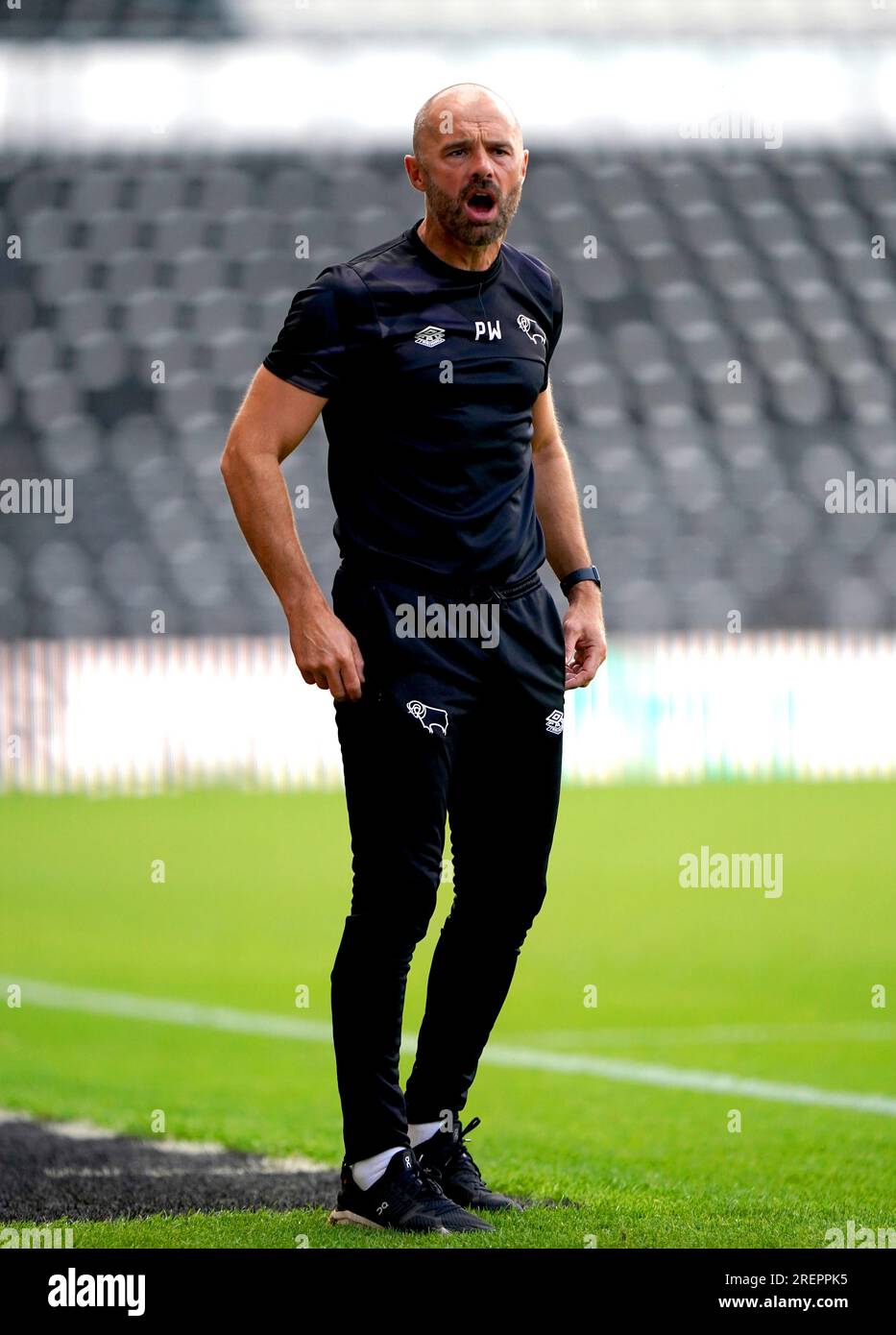 Derby County manager Paul Warne during the pre-season friendly match at ...