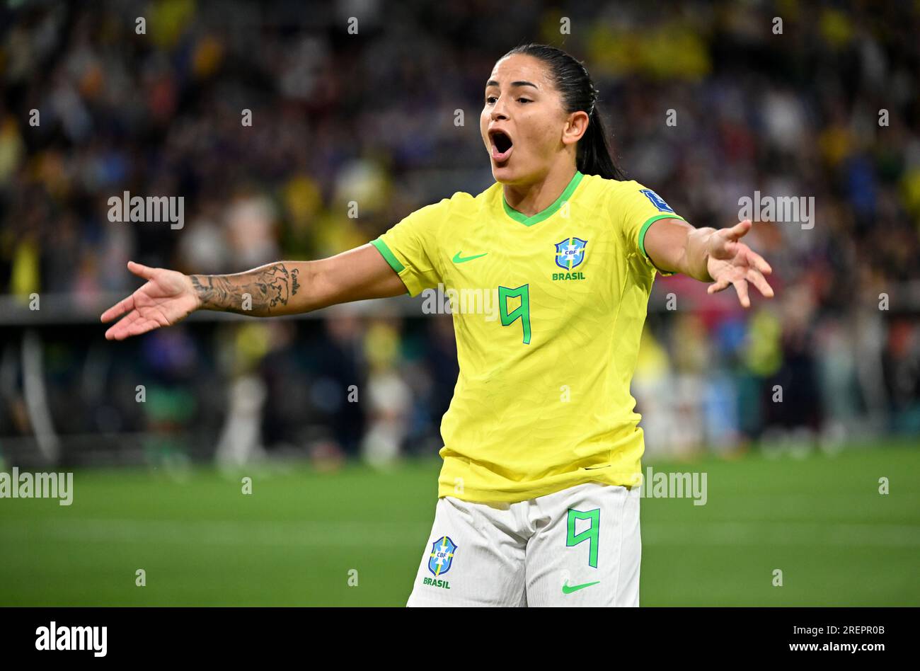 Brisbane, Australia. 29th July, 2023. Debinha of Brazil celebrates ...