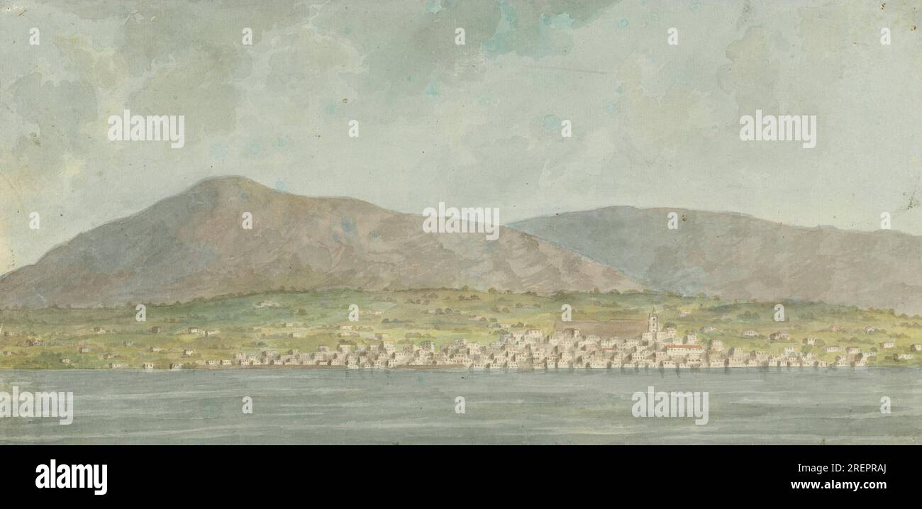 Views in the Levant: Landscape With Sea, Town and Hills circa 1785 by ...