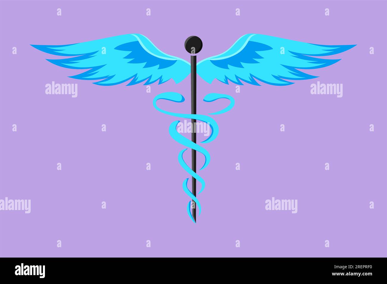 Cartoon flat style drawing of caduceus, medical center, pharmacy ...