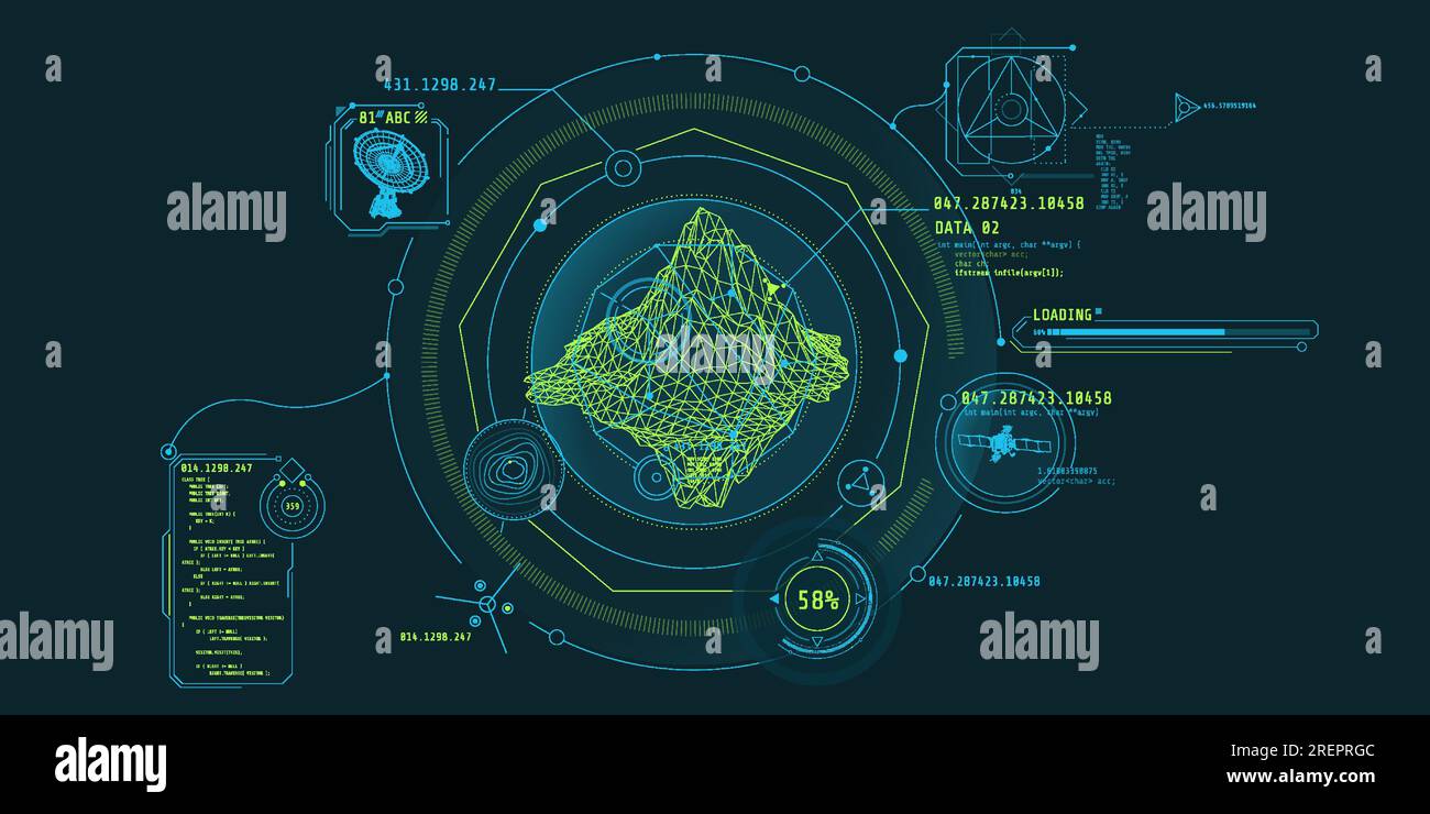 Futuristic HUD interface for planetary geological exploration Stock ...