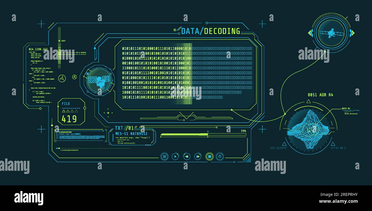 Interface for decoding object data received from satellite Stock Vector Image & Art - Alamy