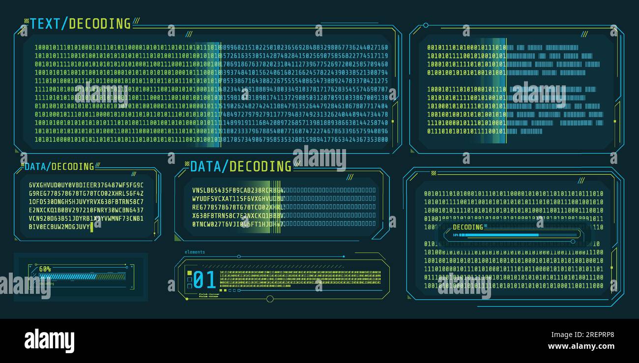 Data entry and text decoding on futuristic interface screen Stock Vector Image & Art - Alamy