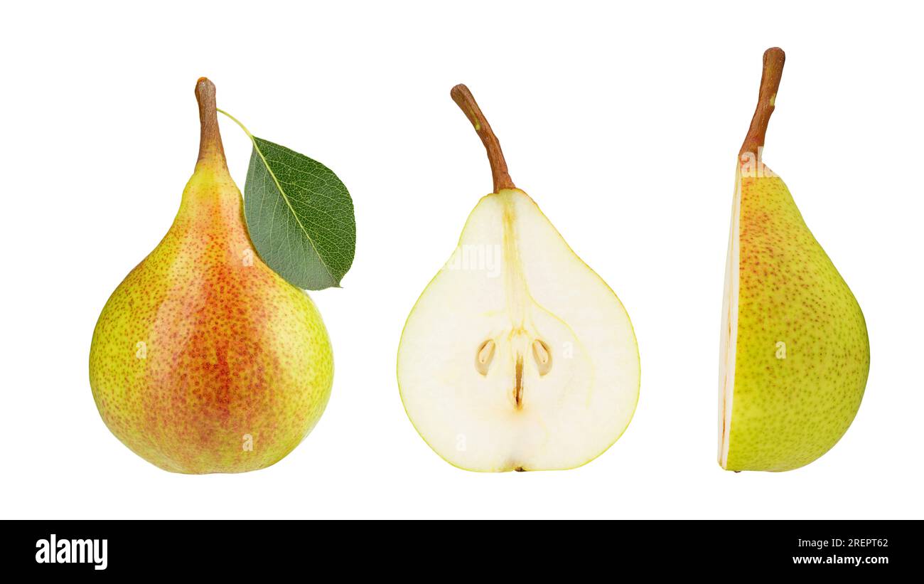 Collection pears Isolated on white background. Organic fresh pears ...
