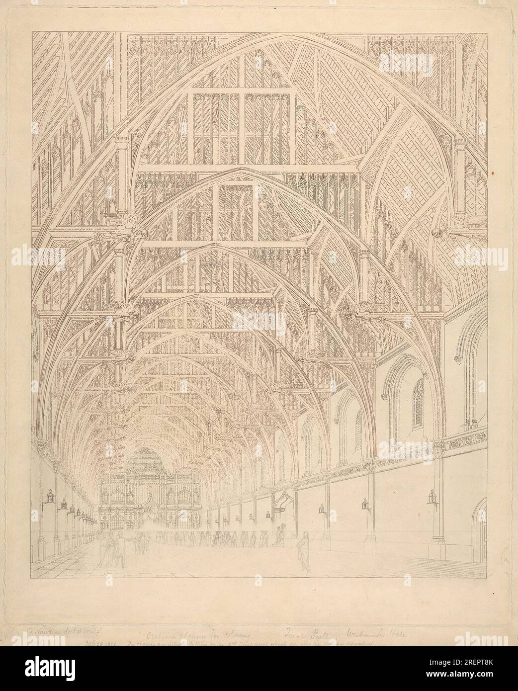 Internal View of Westminster Hall 1801 by George Hawkins Stock Photo ...