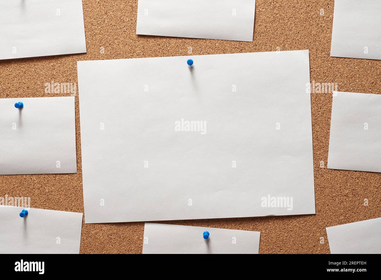 Office Cork Board for notes with empty notes Stock Photo - Alamy