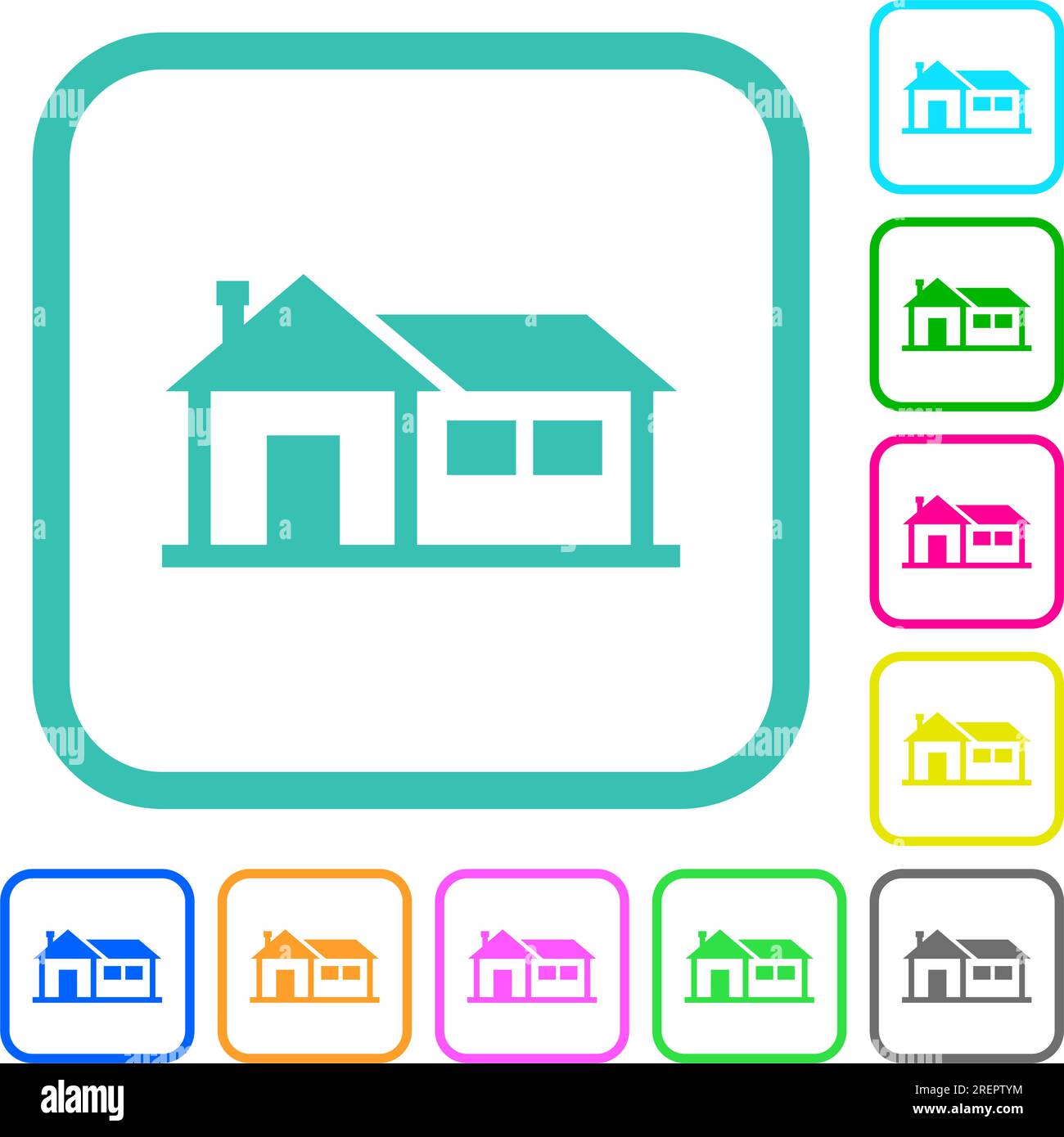 Family house vivid colored flat icons in curved borders on white ...
