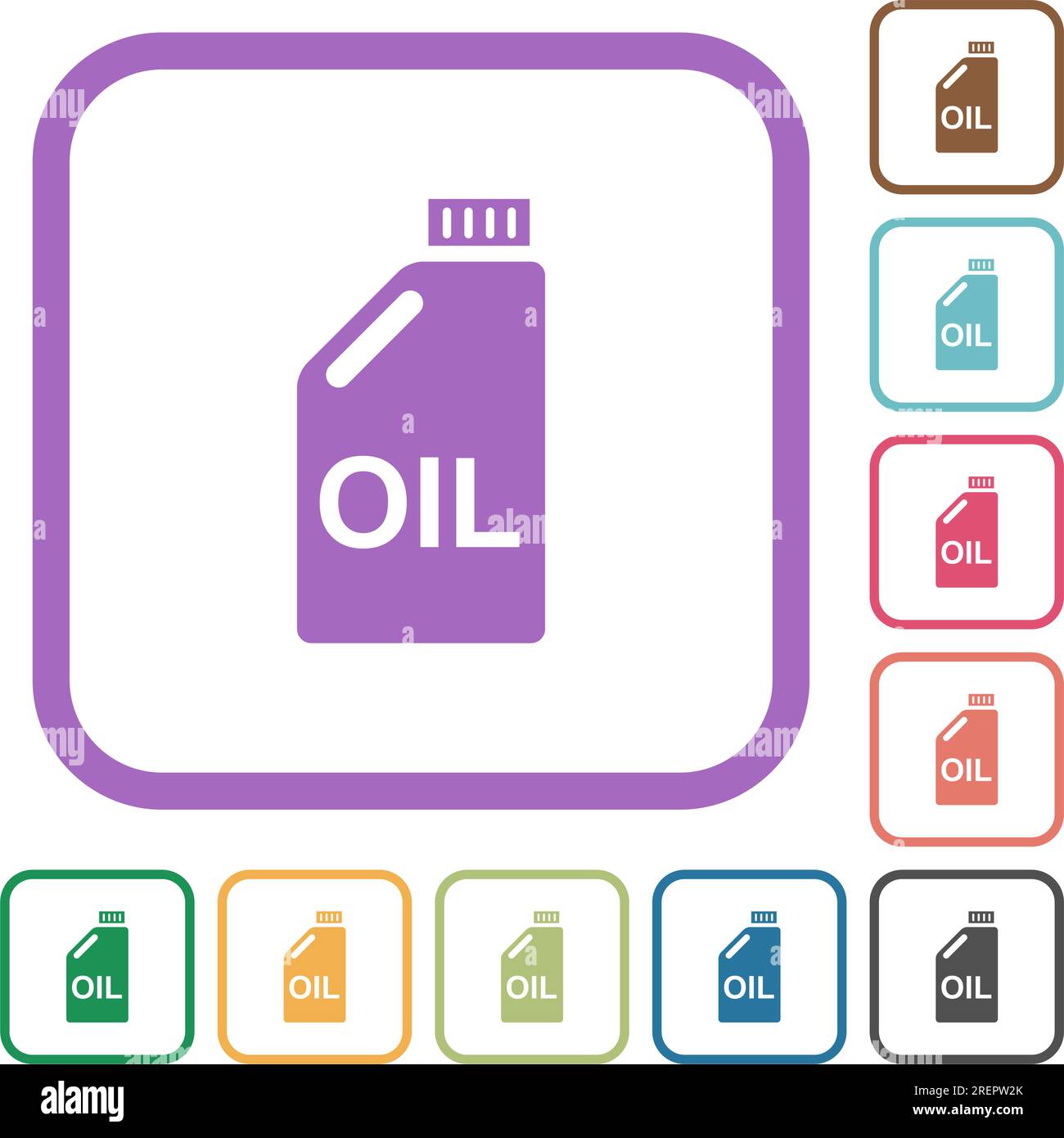 Oil canister simple icons in color rounded square frames on white ...