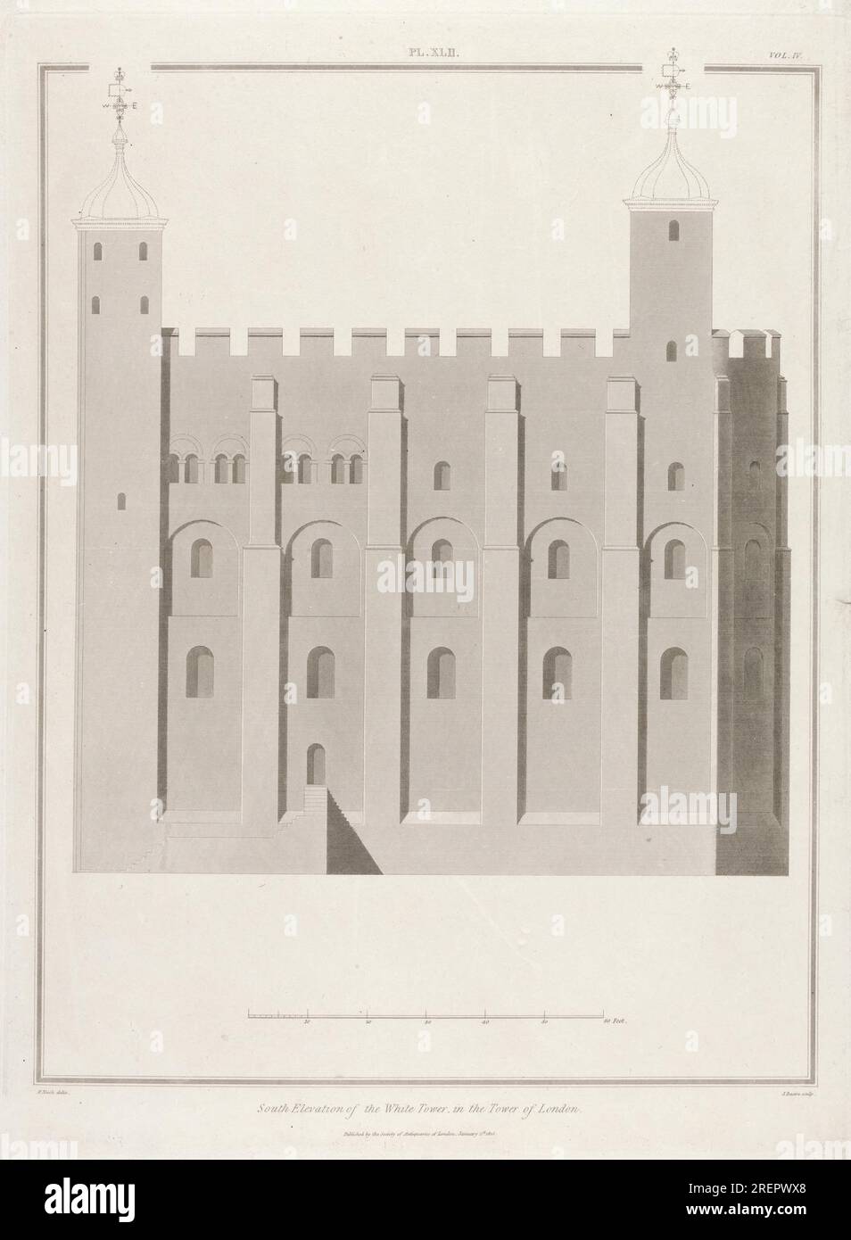 South Elevation of the White Tower, in the Tower of London 1815 by ...