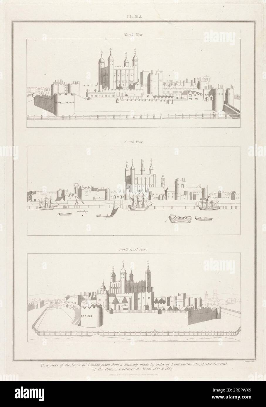 Three Views of the Tower of London 1815 by James Basire Stock Photo - Alamy