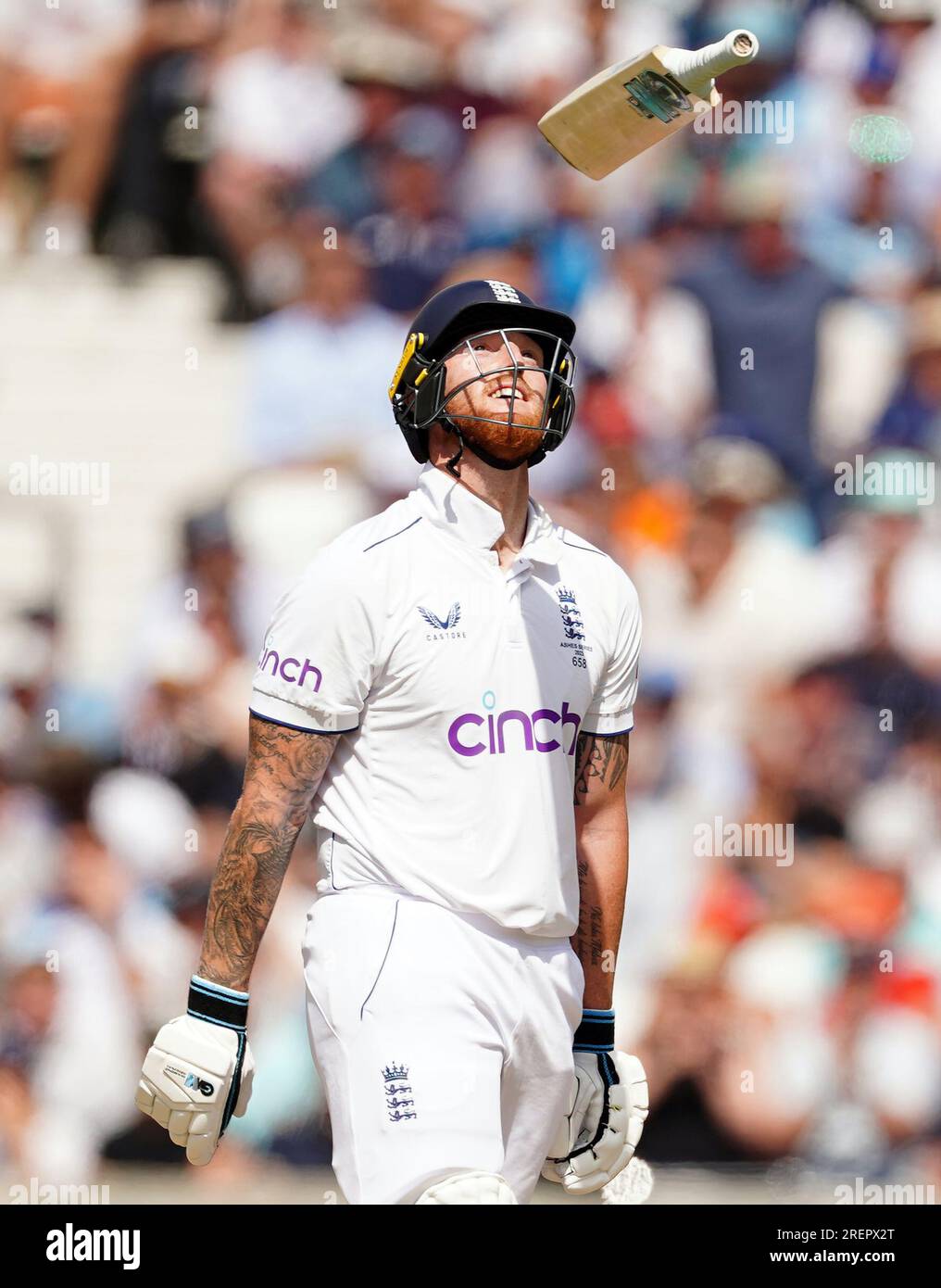 England's Ben Stokes reacts after being caught out by Australia's Pat ...
