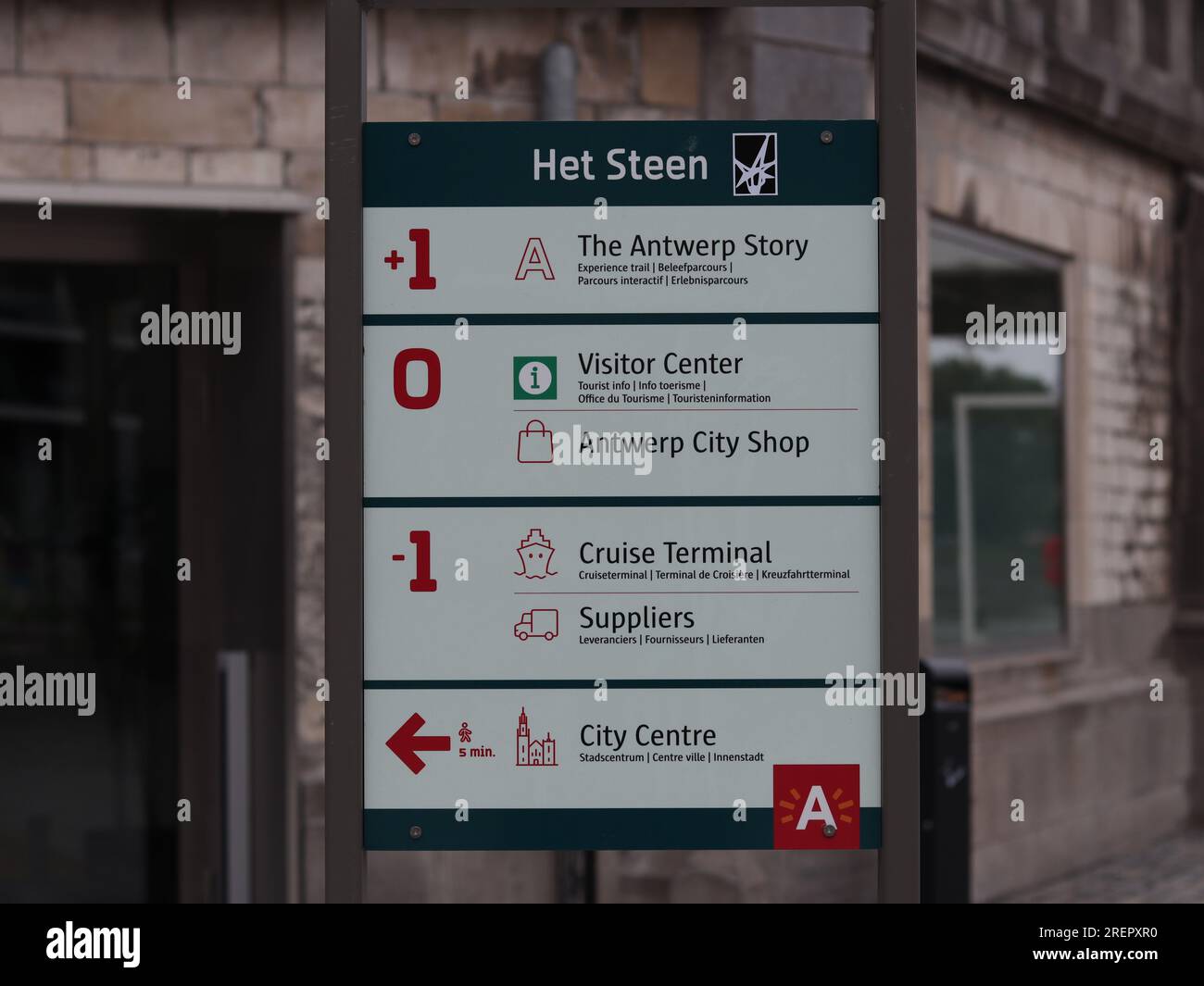 Het Steen sign in Antwerp, Belgium Stock Photo - Alamy