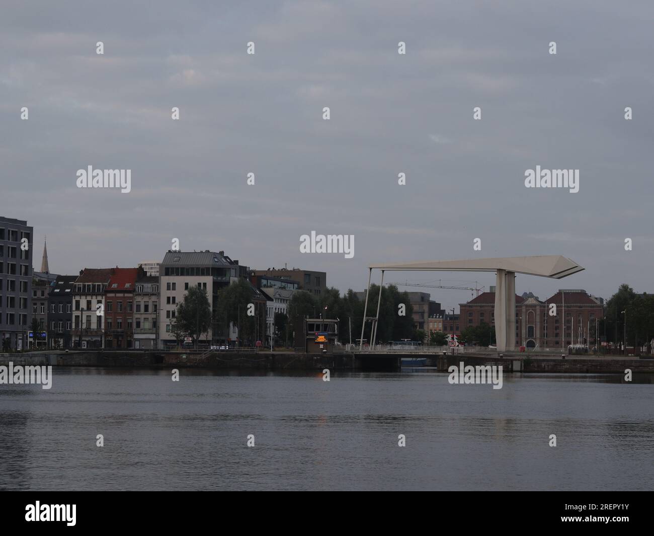 View of Kattendijkdok and Londenbrug Bridge in Antwerp, Belgium Stock ...