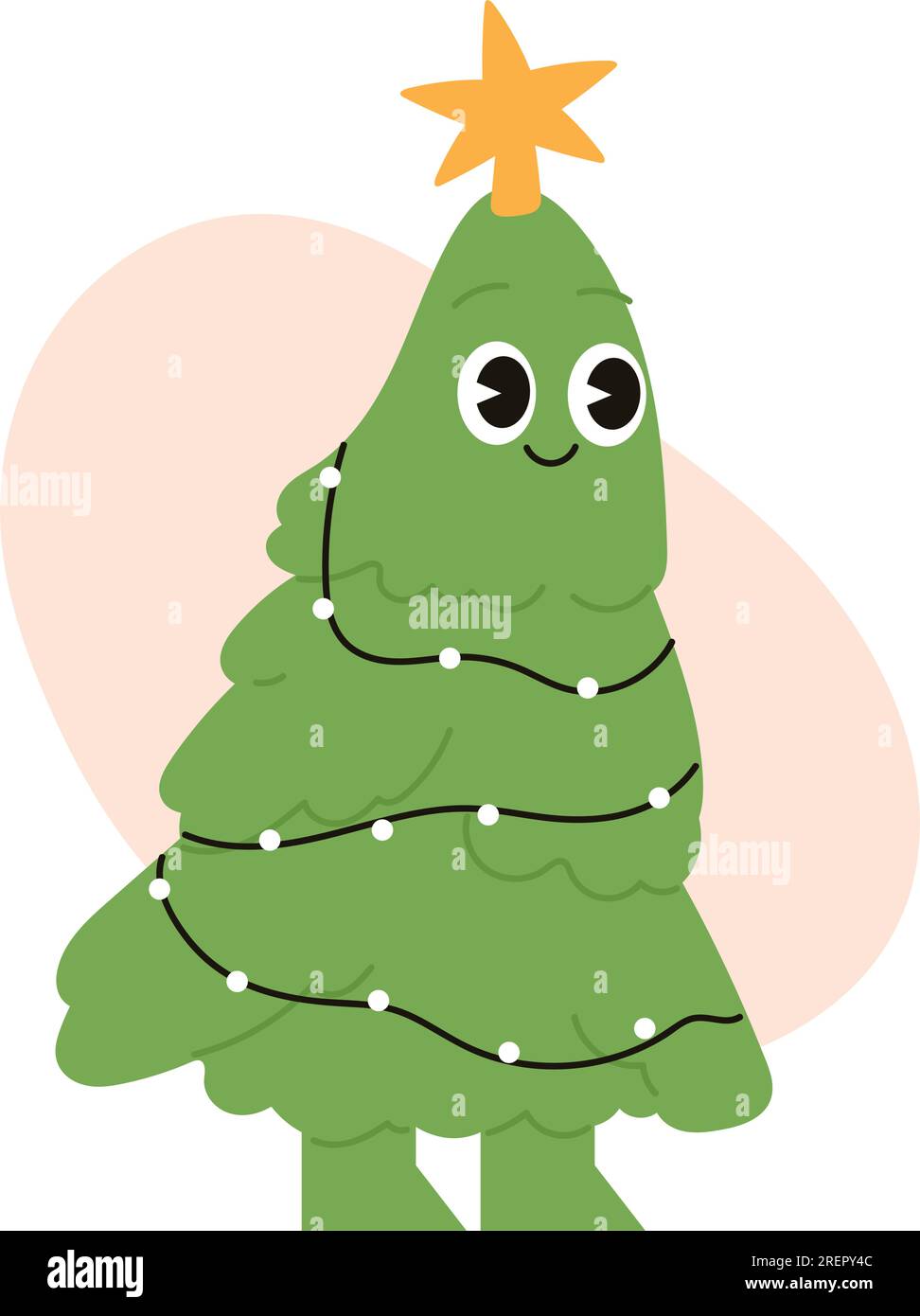 Christmas Tree Character Concept. Cartoon with a fun smile, and boots ...