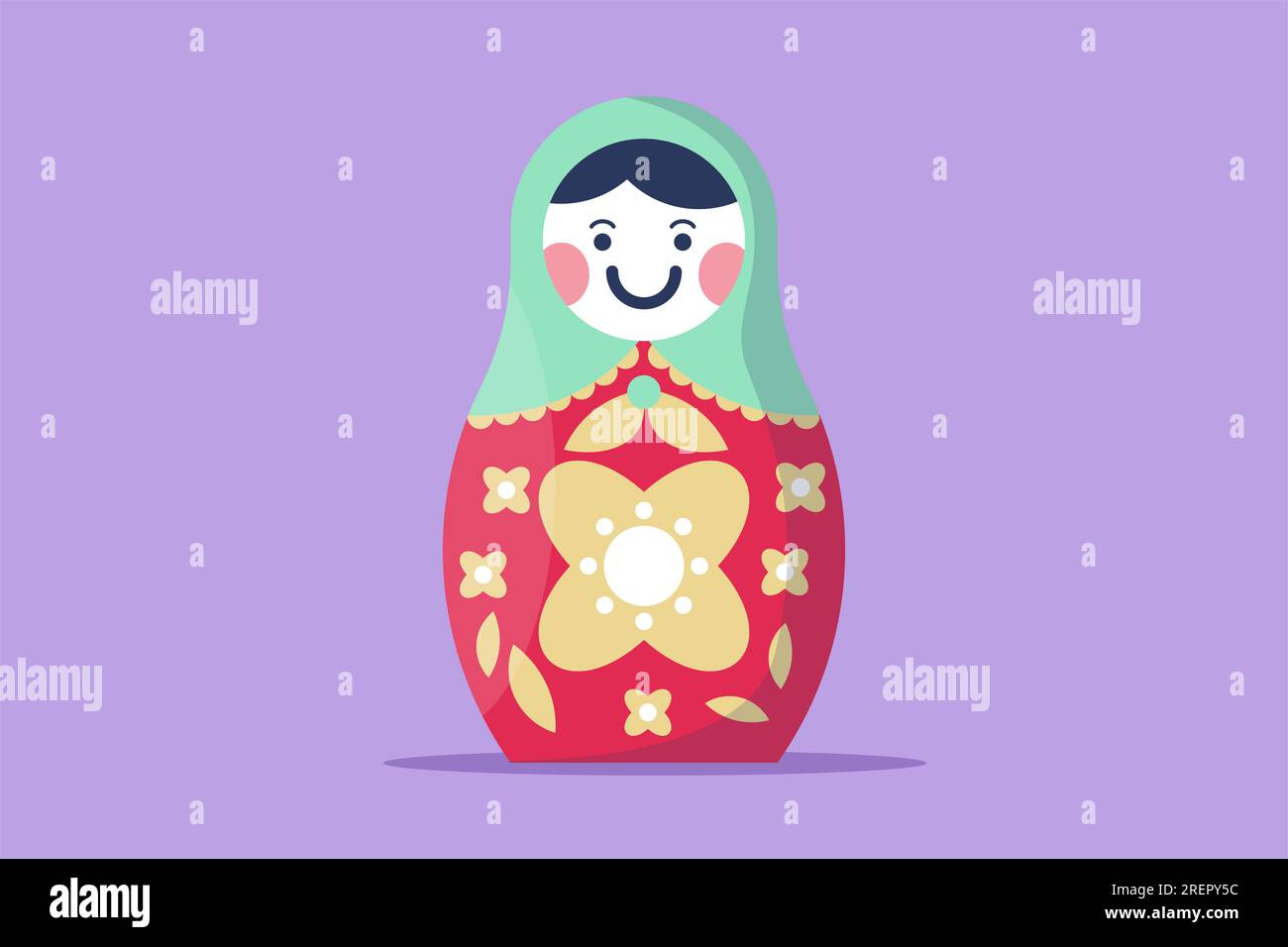 Cartoon flat style drawing of stylized cute matryoshka Russian nesting ...