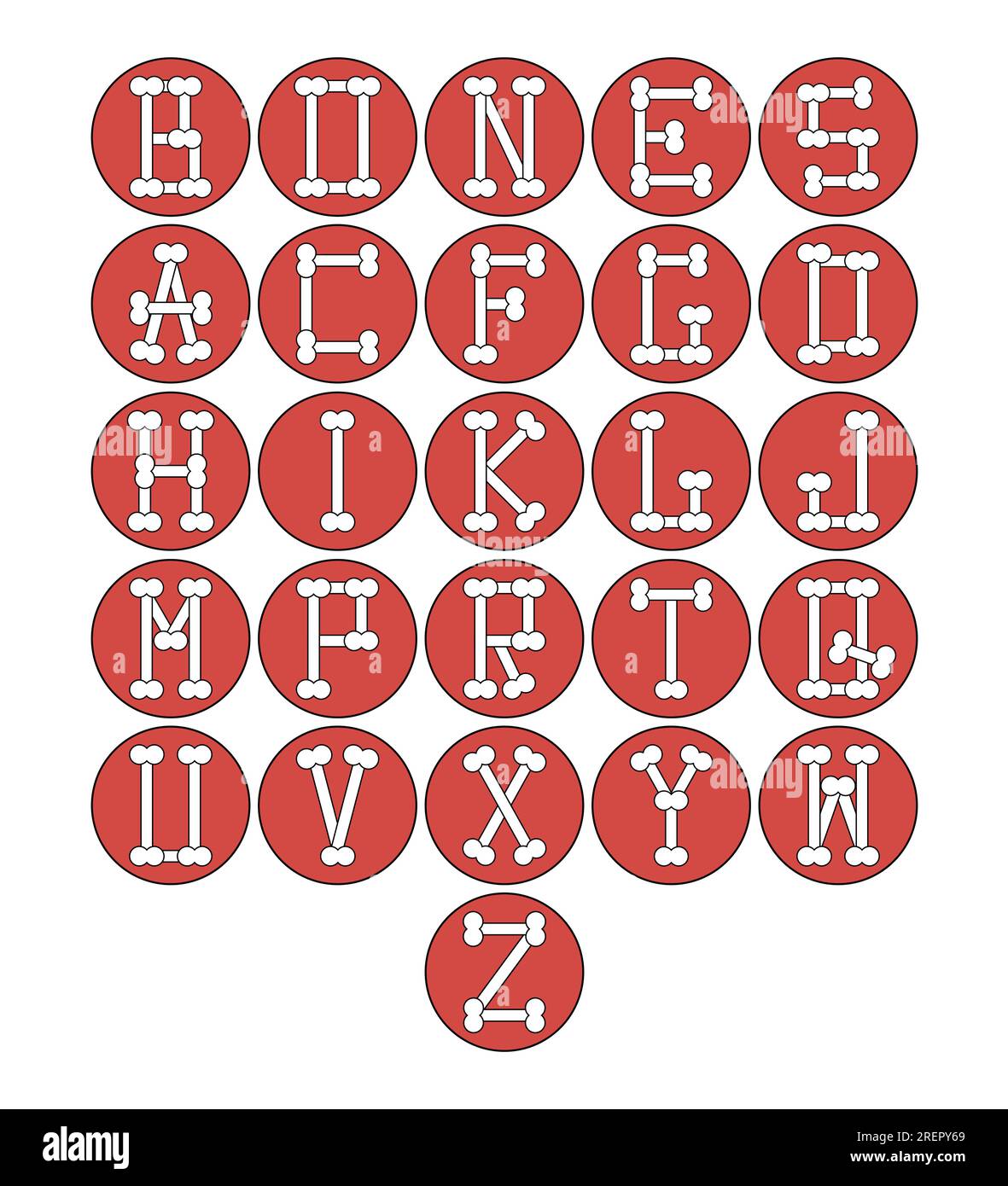 Alphabet made of bones. Capital letters. Editable and layered ...