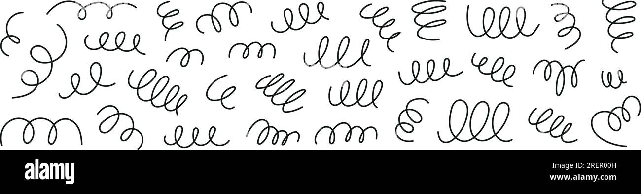 Lines of spirals, springs, icons geometrically looped, shapes coiled ...