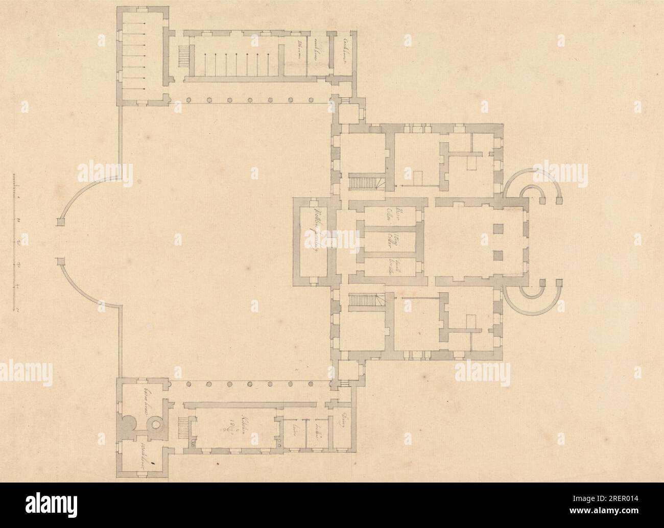 Lowther House, Westmorland: Lower Ground Floor Plan between 1718 and ...