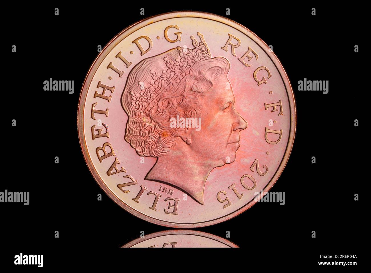 2015 2 pence coin obverse featuring the 4th coin portrait of Queen ...