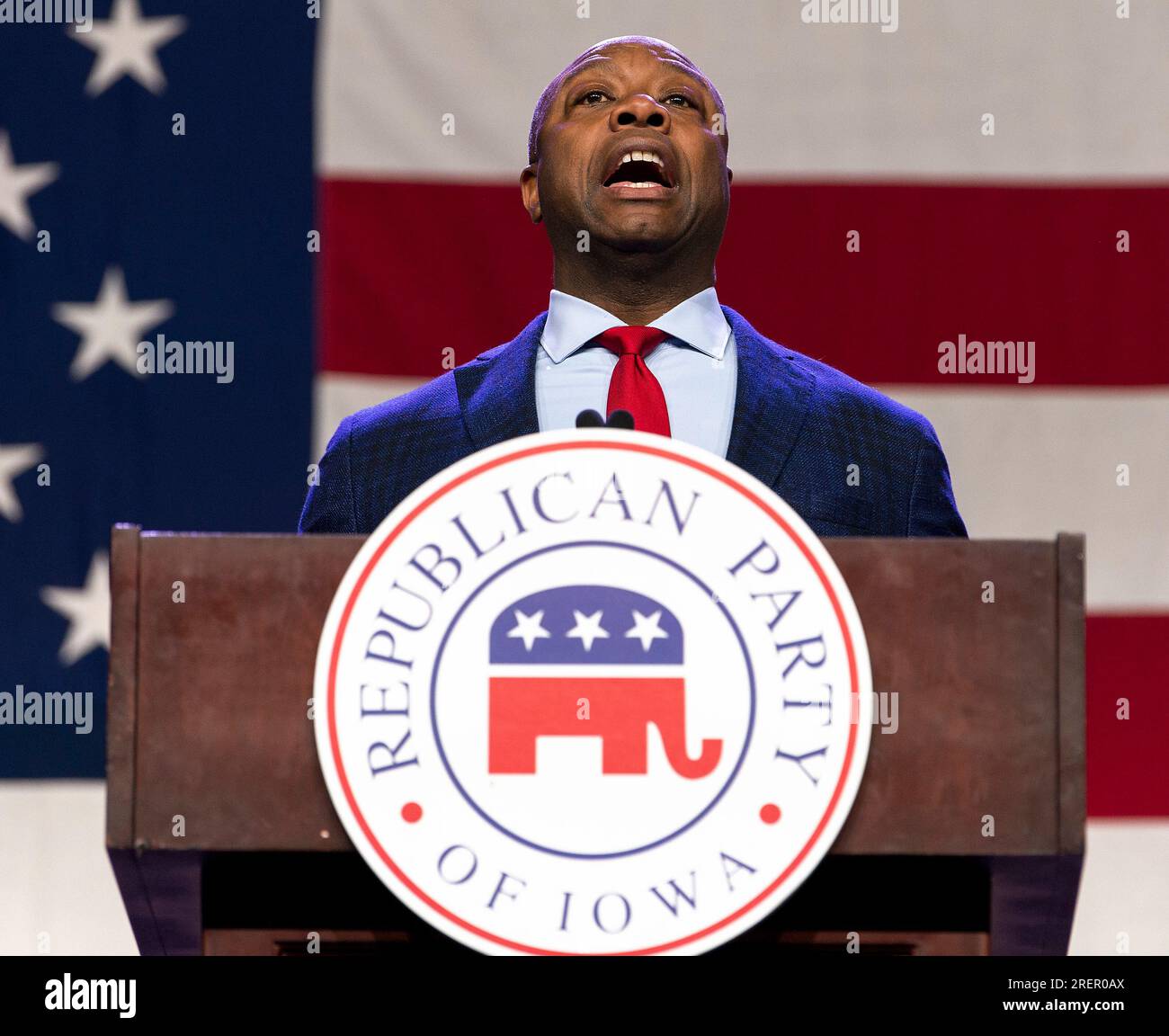 Des Moines, Iowa, USA. 28th July, 2023. U.S. Senator TIM SCOTT (R-SC ...