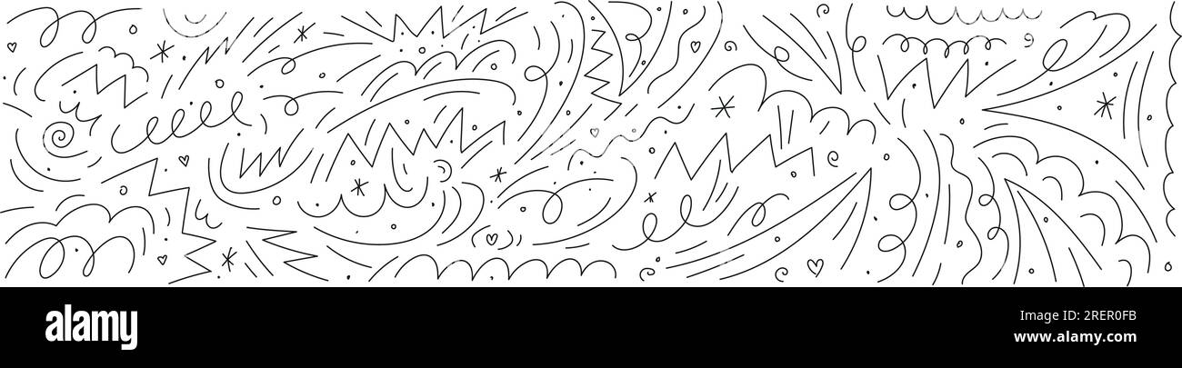 Squiggly lines in pencil, doodles, scribbles, brush squiggles, chalk ...