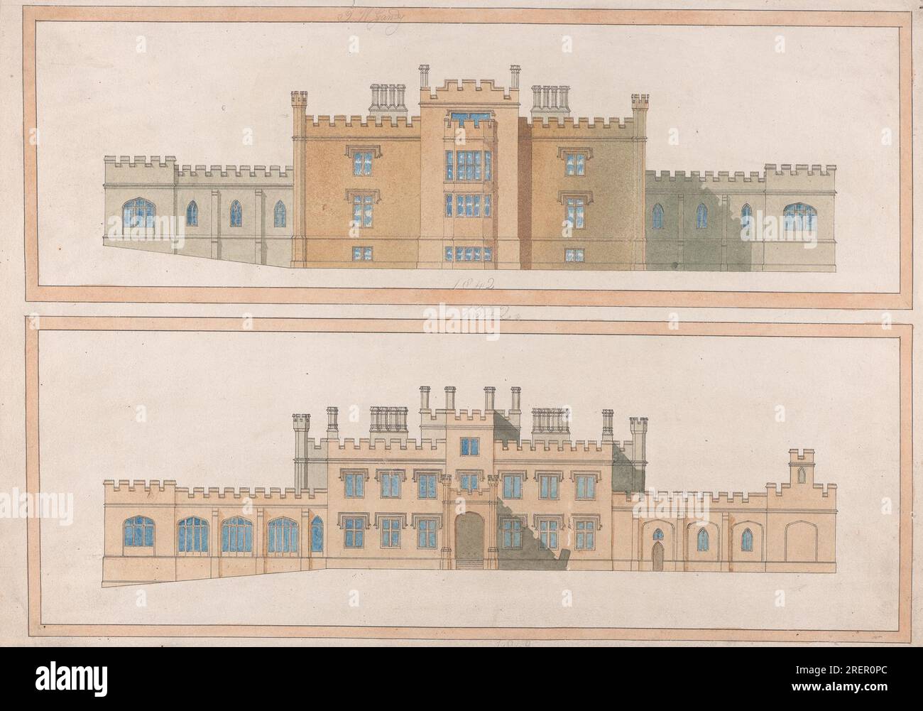 Design for a Tudoresque Country House by Joseph Gandy Stock Photo - Alamy