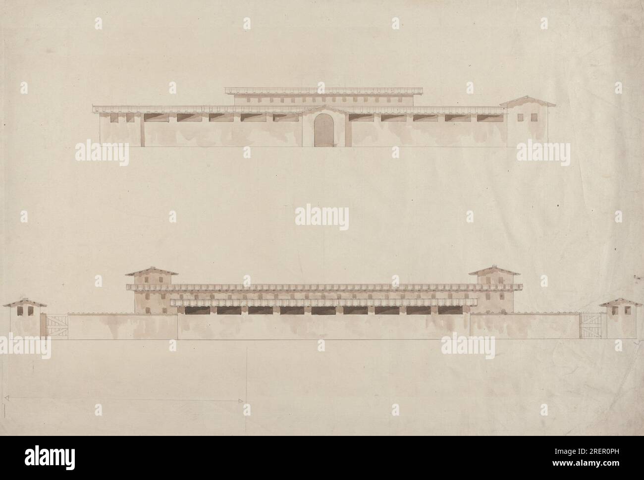 Design for a Farm House. Elevations of Two Fronts between 1794 and 1797 ...