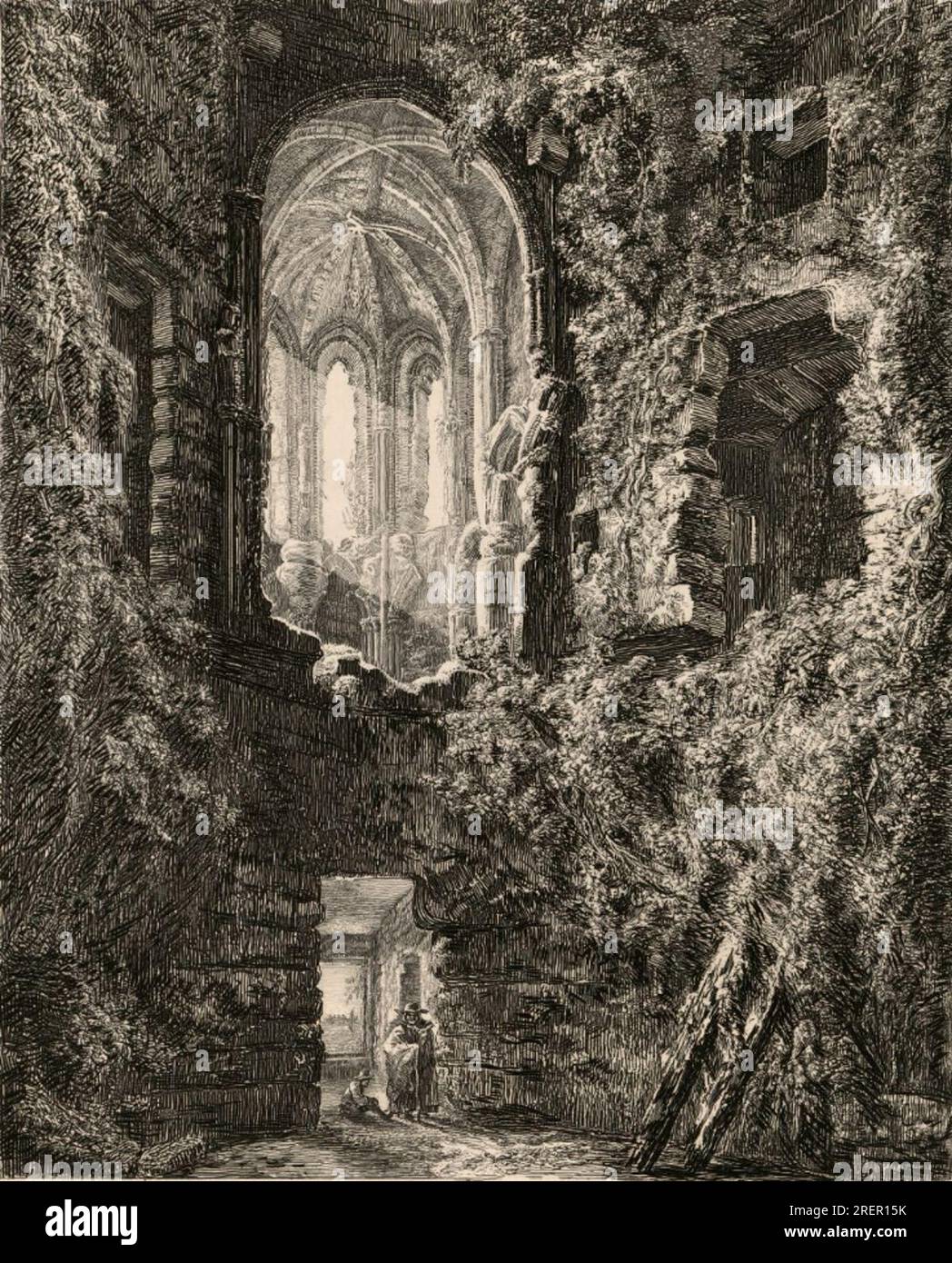 The oriel in the Queen's tower, Conway Castle 1817 by George Cuitt the ...