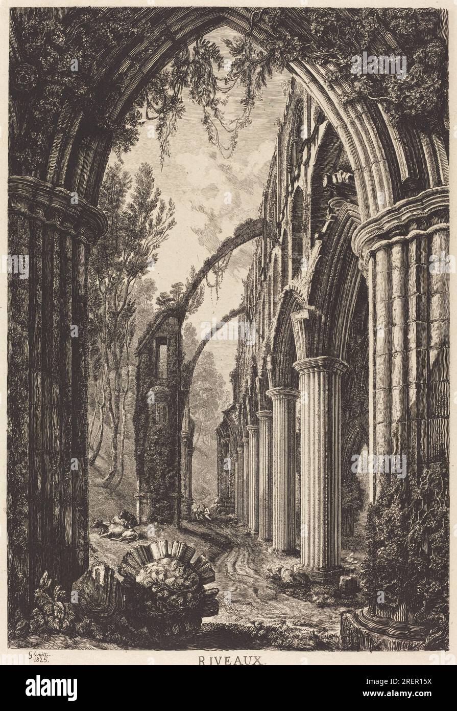 "George Cuitt the Younger, Riveaux, 1825, etching on papier mince, Dr ...