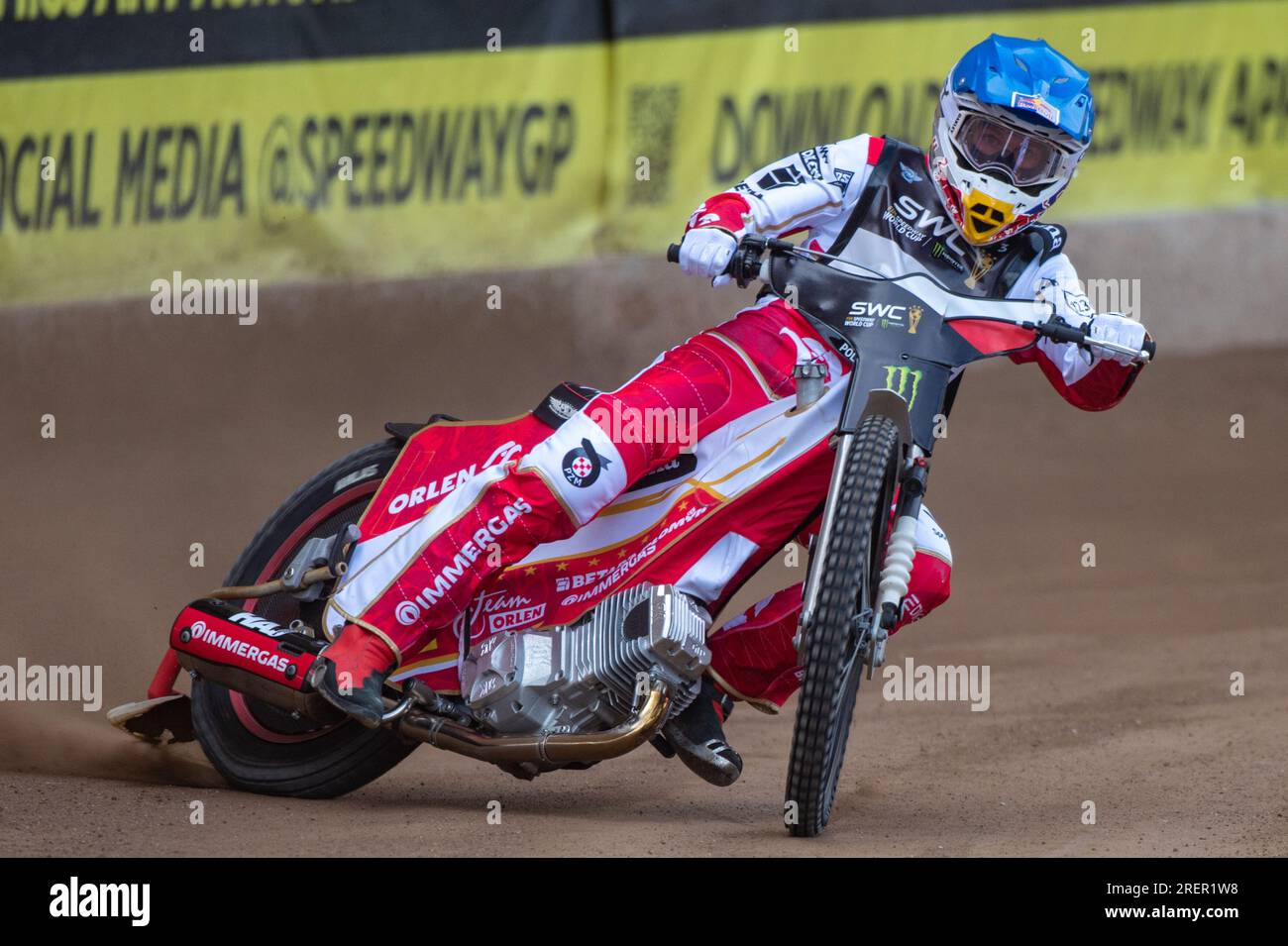 Wroclaw, Poland. 29th July, 2023. Maciej Janowski (Blue) of Poland ...