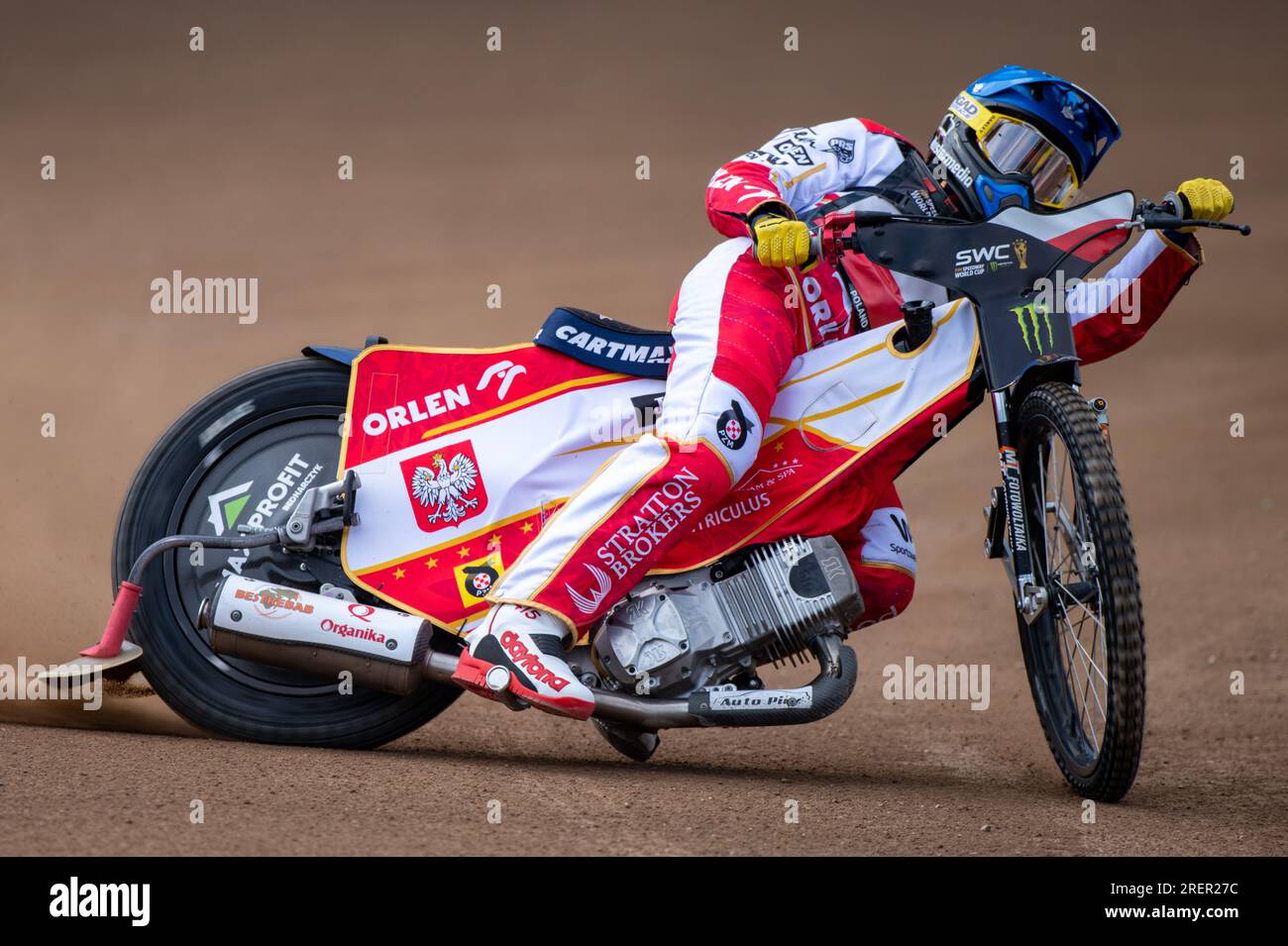 Wroclaw, Poland. 29th July, 2023. Dominik Kubera (Blue) of Poland ...