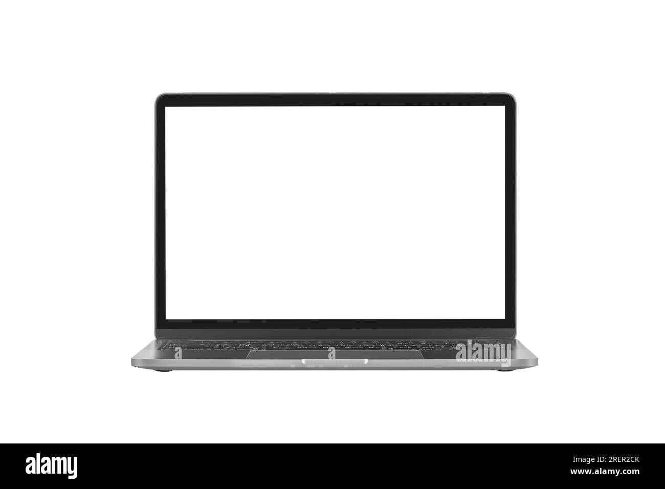 Gray metallic laptop notebook with blank screen isolated on white ...