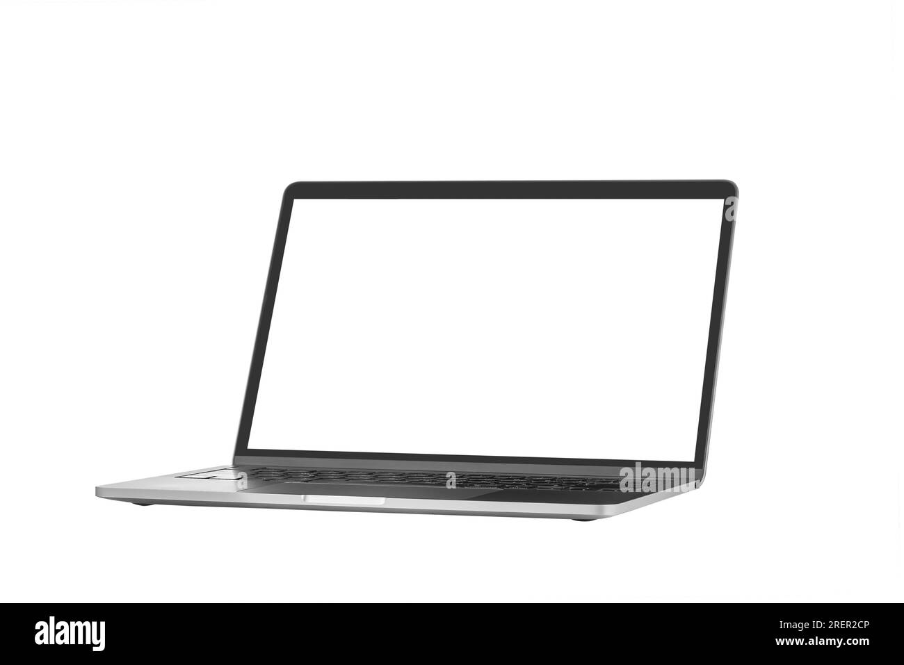 Gray metallic laptop notebook with blank screen isolated on white ...