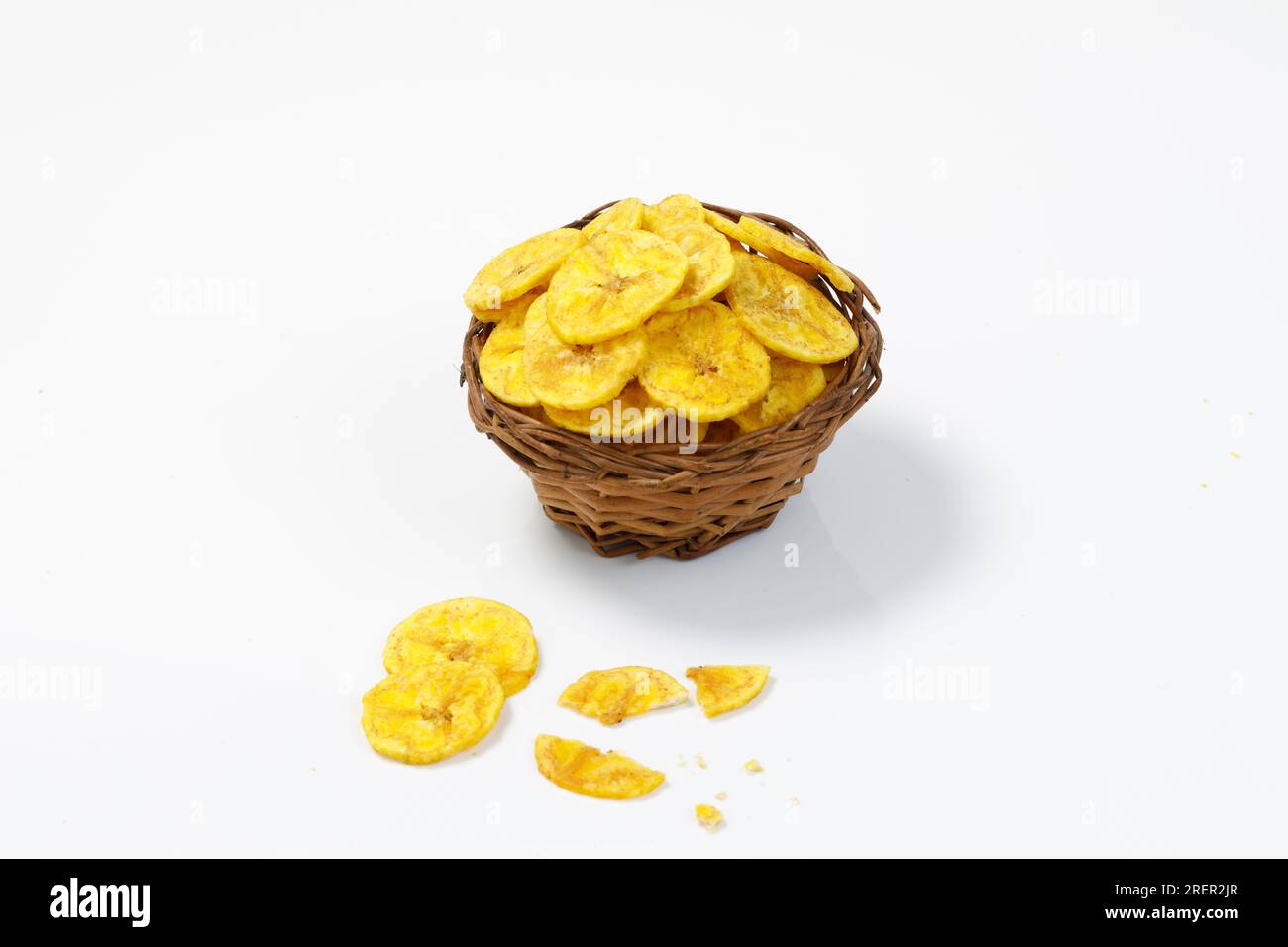 Kerala chips or Banana chips, cult snack item of Kerala, arranged in ...