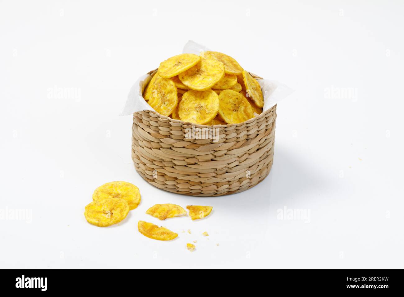 Kerala chips or Banana chips, cult snack item of Kerala, arranged in ...