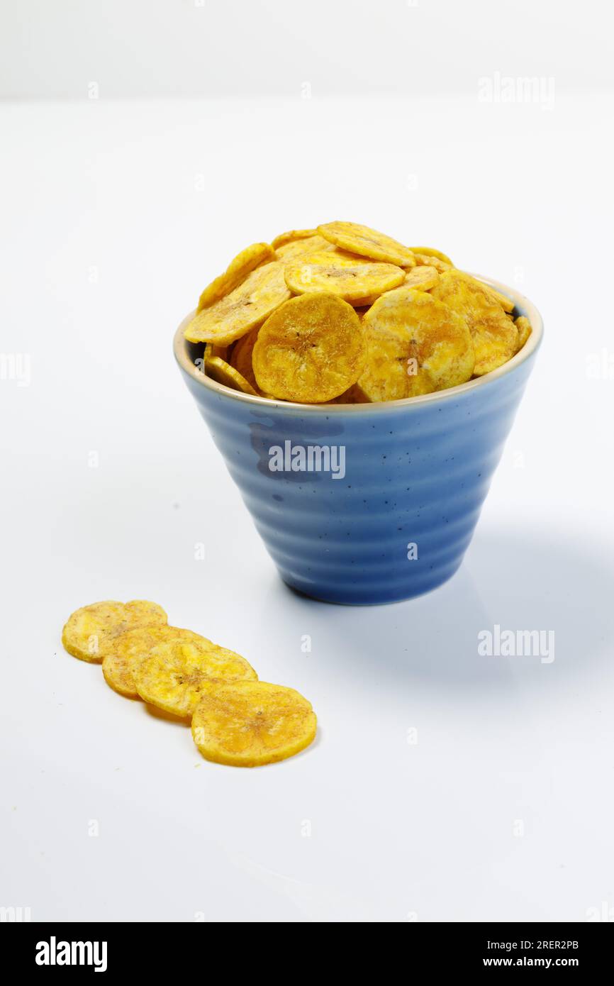 Kerala chips or Banana chips, cult snack item of Kerala,arranged in ...