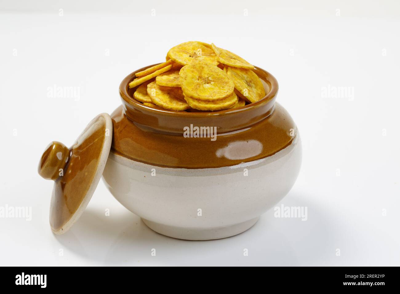 Kerala chips or Banana chips, cult snack item of Kerala, arranged ...