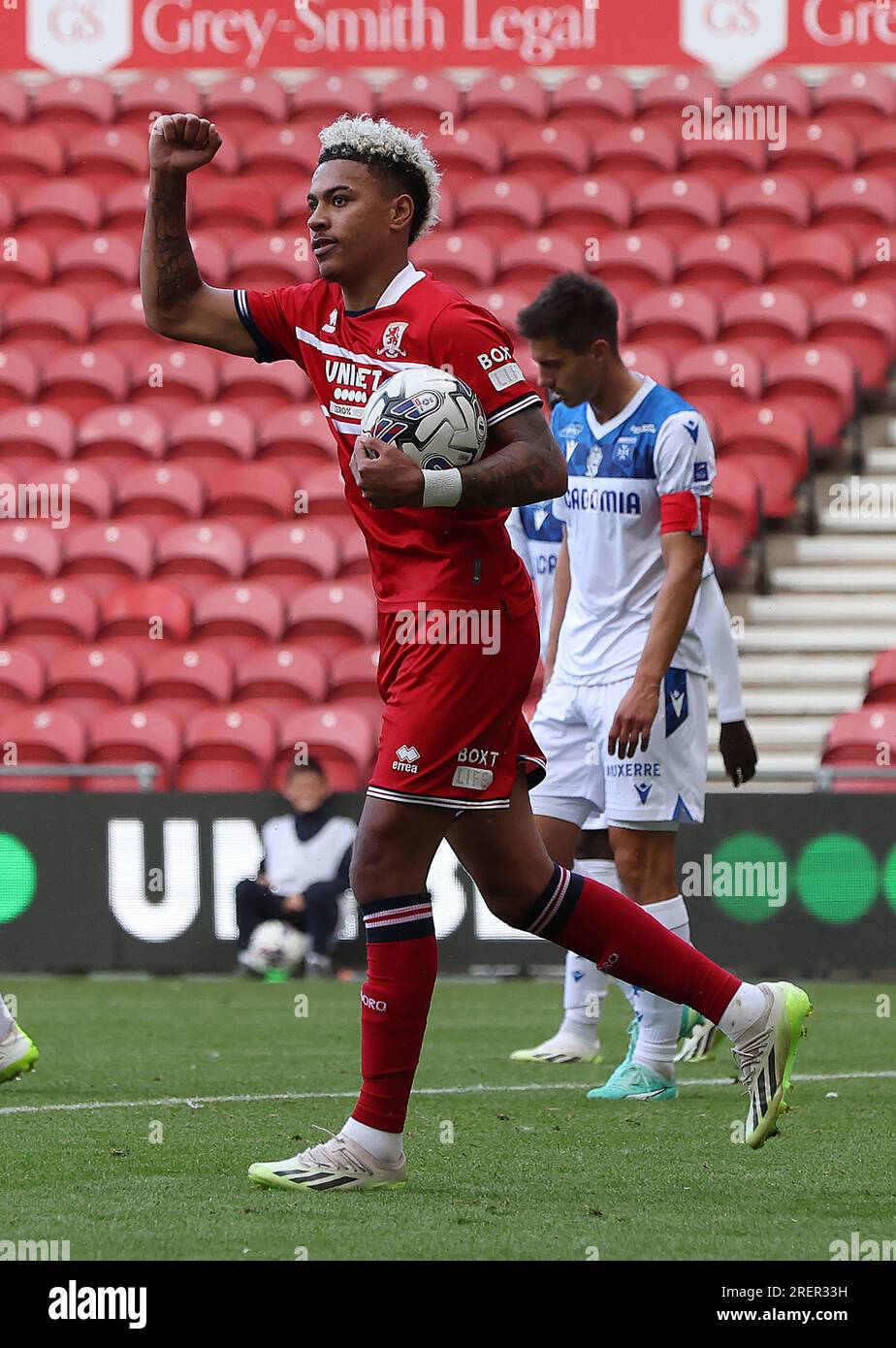 Morgan Rogers of Middlesbrough celebrates scoring during the Pre-season ...