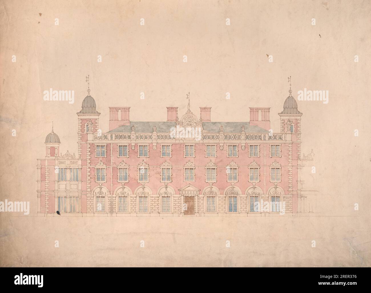 Design for Kelham Hall, Nottinghamshire: Entrance Elevation by Anthony ...