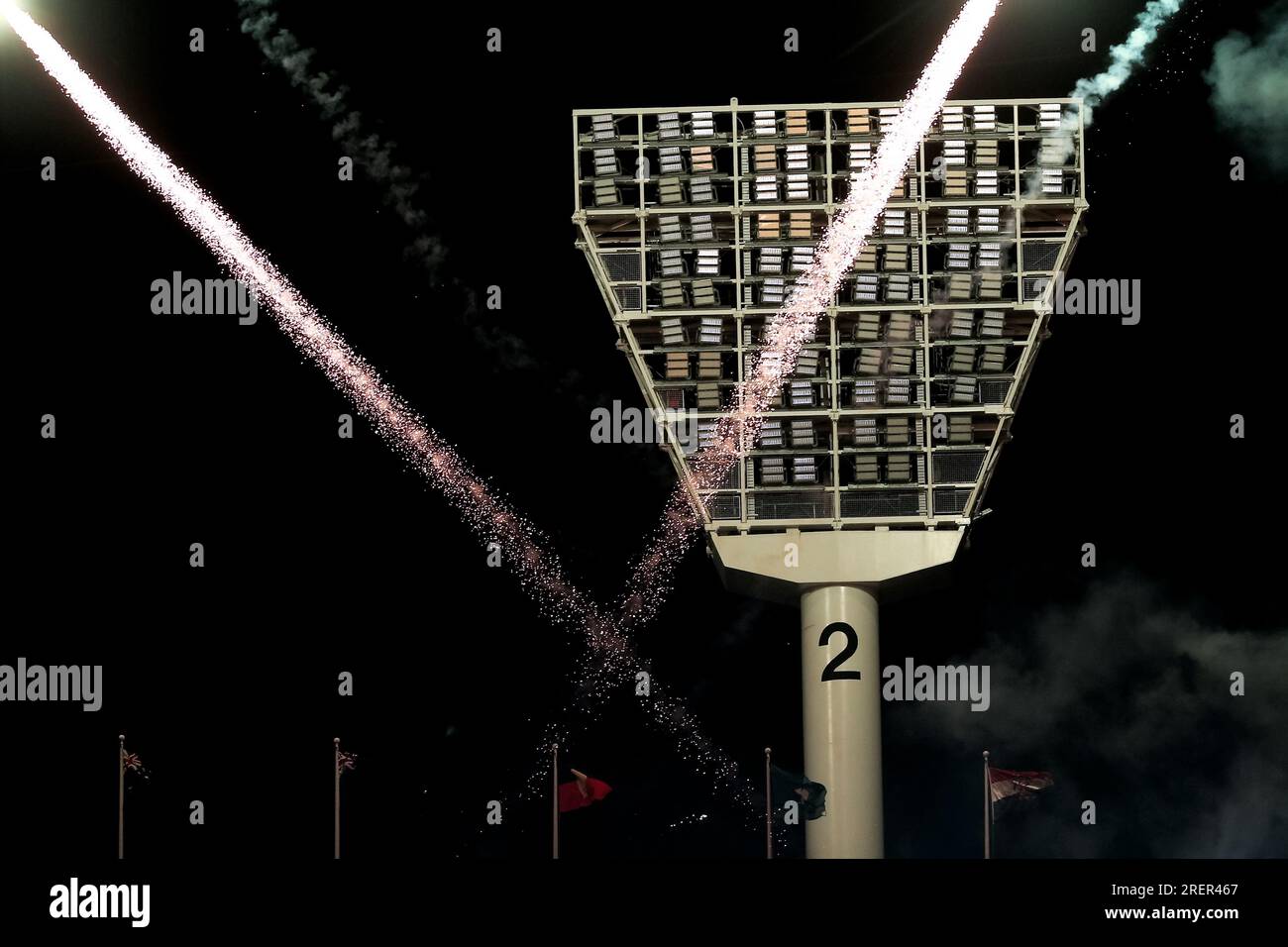 Melbourne, Australia, 29 July, 2023. A view of fireworks with the MCG ...