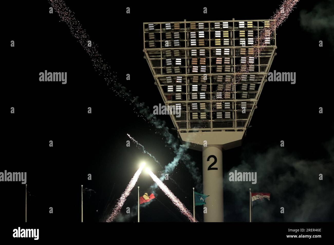 Melbourne, Australia, 29 July, 2023. A view of fireworks with the MCG ...