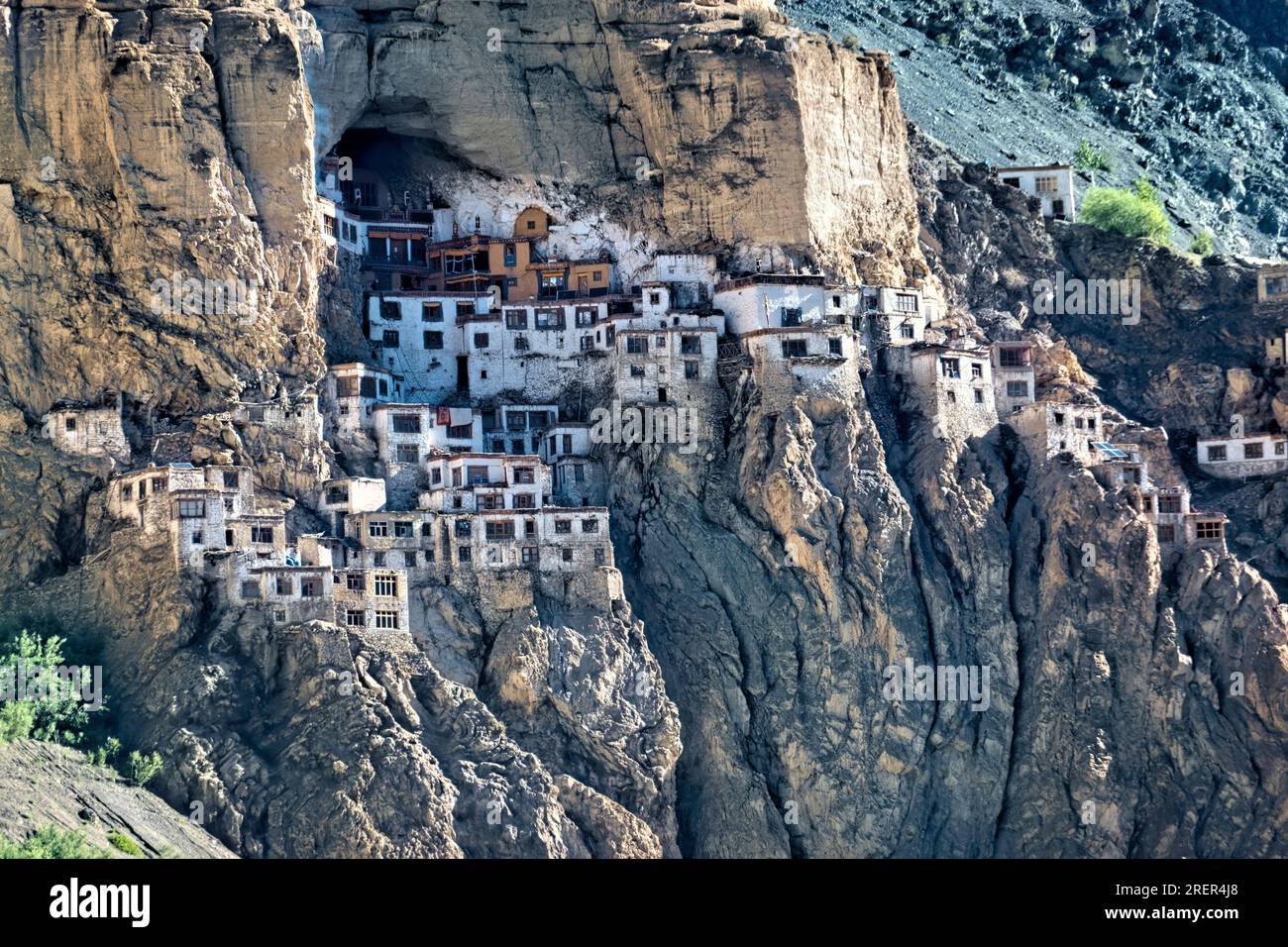Phuktal Monastery built right into the side of a cliff, seen on a trek ...