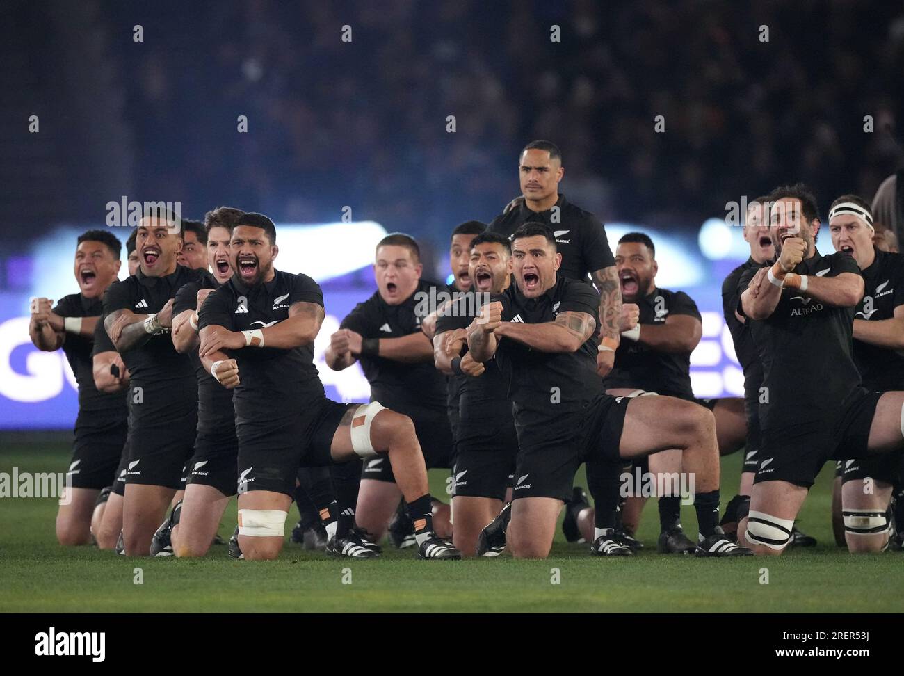 Melbourne, Australia. 29th July, 2023. The All Blacks perform the haka ...
