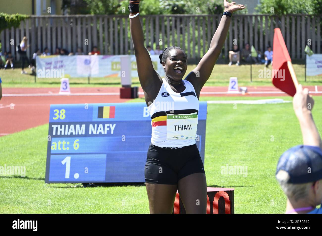 Maribor, Slovenia. 29th July, 2023. Belgian shot put athlete Nafy Thiam ...