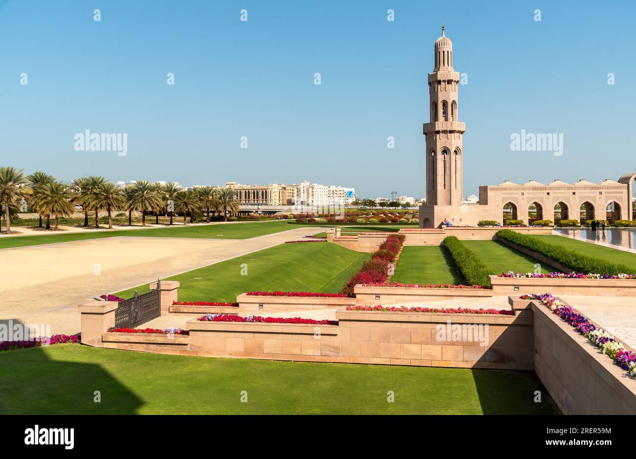 Minaret of the Sultan Qaboos Grand Mosque in Muscat, Oman, Middle East ...