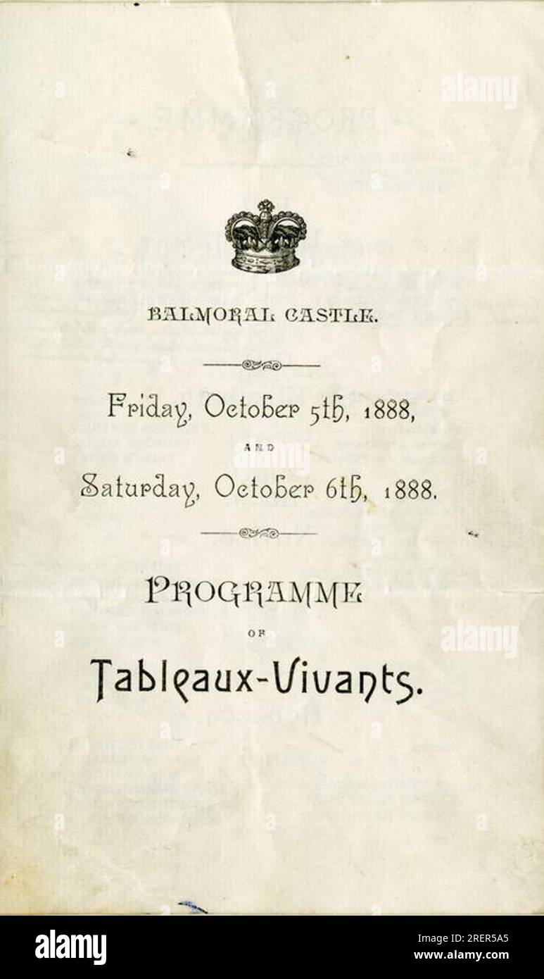 Programme of Tableaux Vivants, Balmoral Castle - George Washington ...
