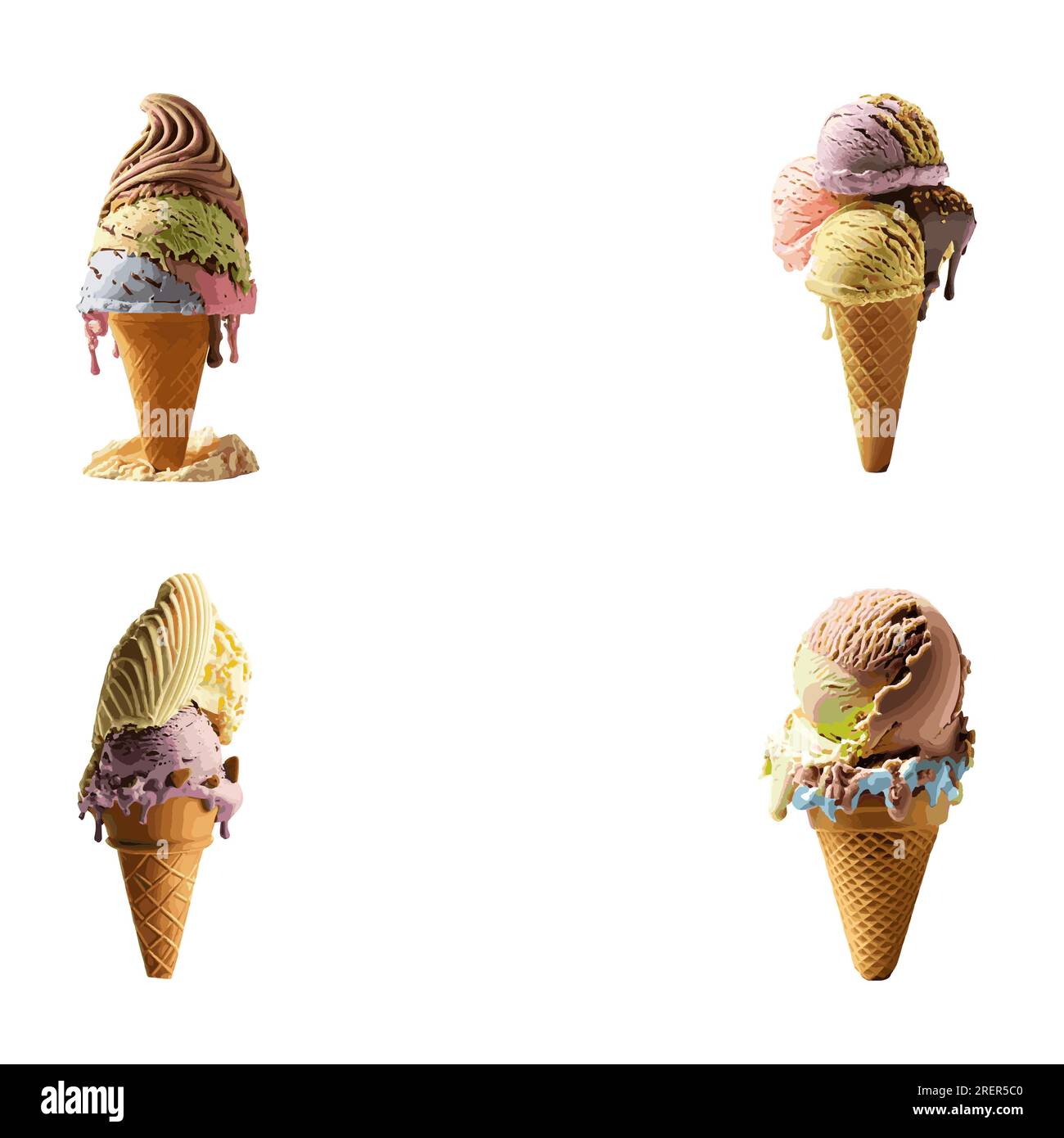 Stacked Ice Cream Cone Vector